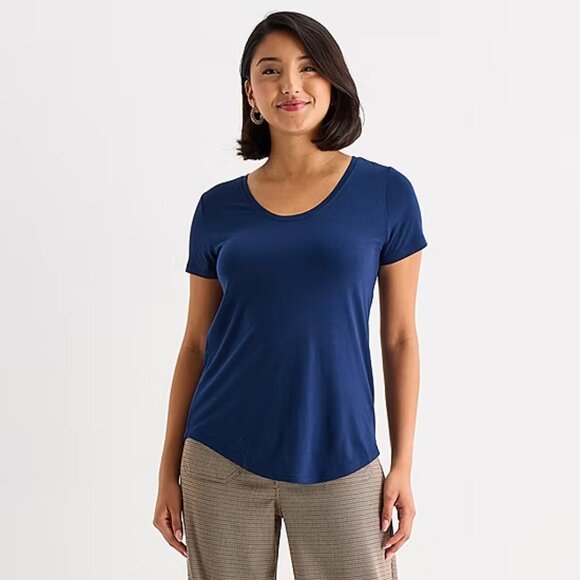 a.n.a | Tops | Nwt Ana Womens Scoop Neck Short Sleeve Tshirt Navy Blue ...
